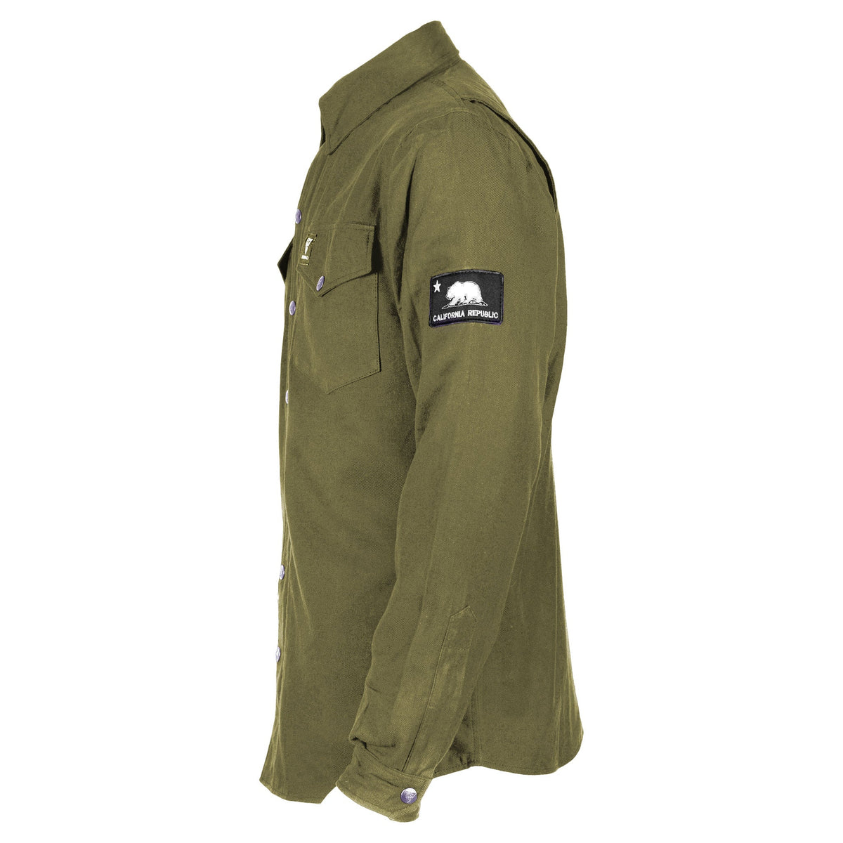 Protective Flannel Shirt - Army Green Solid with Pads