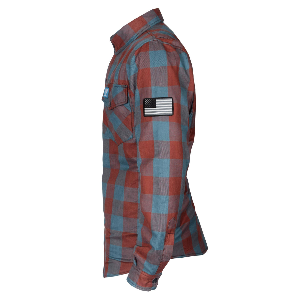 Protective Flannel Shirt "Teal Trail" - Light Brown and Teal Checkered ...