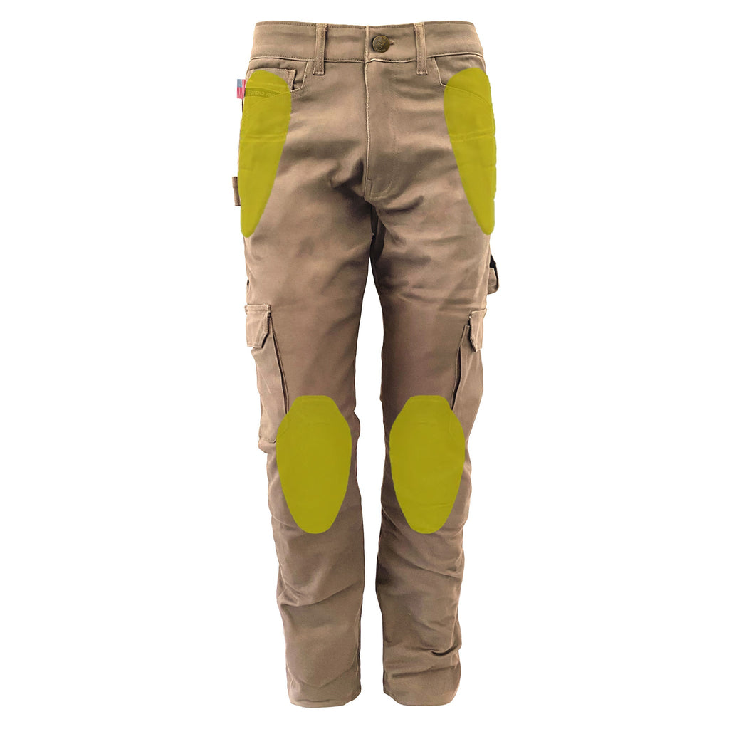 Relaxed Fit Cargo Pants - Khaki Solid with Pads | Build Kit Boards